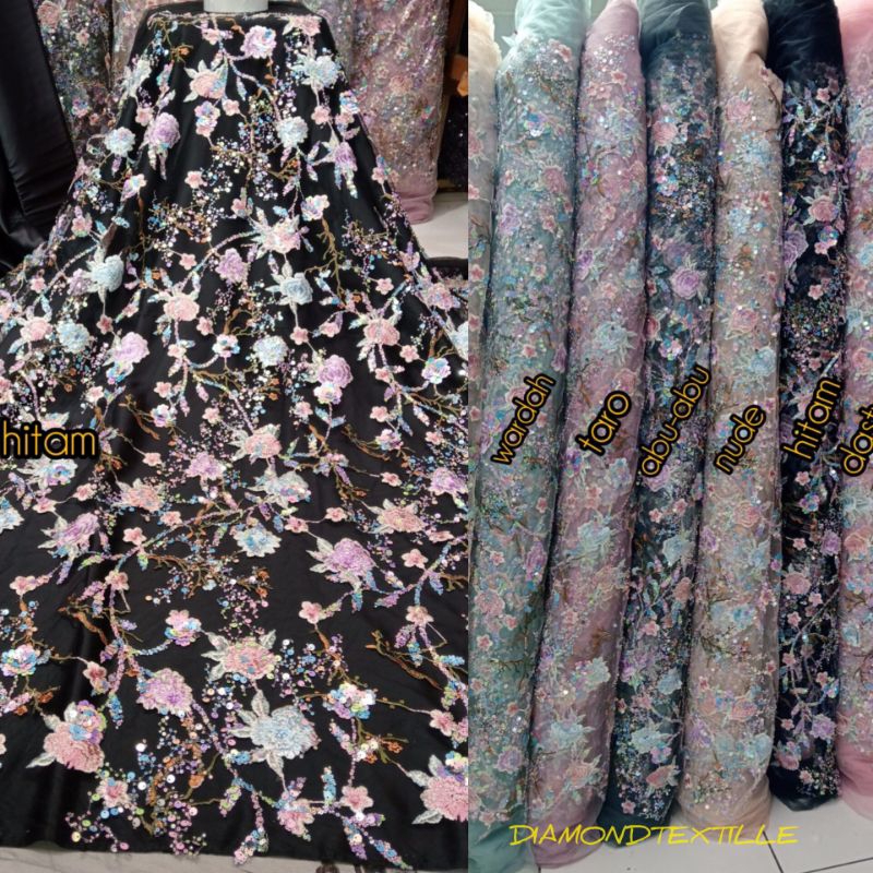 Jual BAHAN/KAIN TILLE GARDEN FULL PAYETAN/TILLE GARDEN BUNGA MIX ...