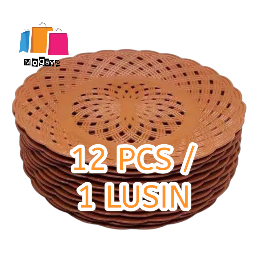 Jual Paket Hemat Piring Rotan Anyam Plastik isi 12 Pcs Warna ...