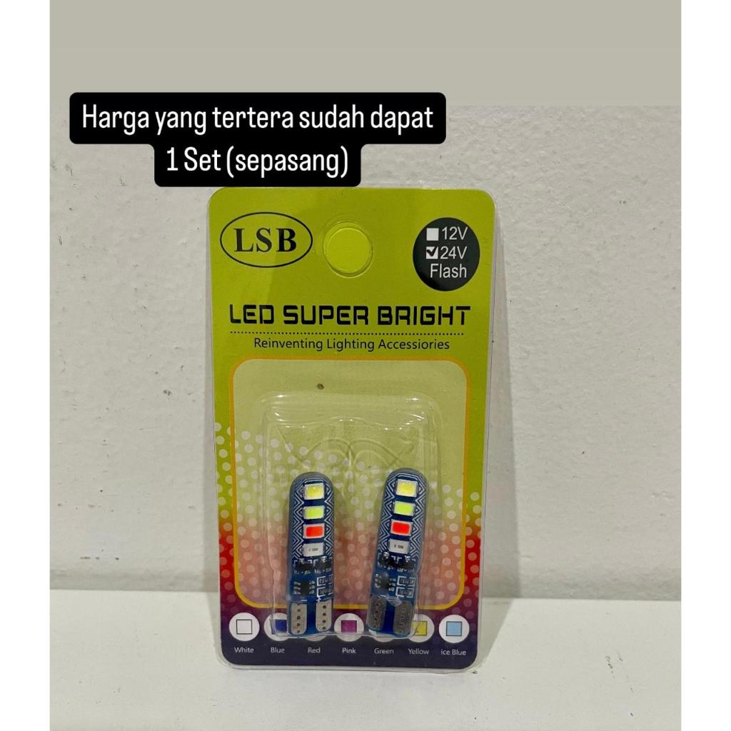 Jual 1 Set Lampu LED Senja T10 8 LED Flash 4 Warna DC 24 Volt 12 Volt ...