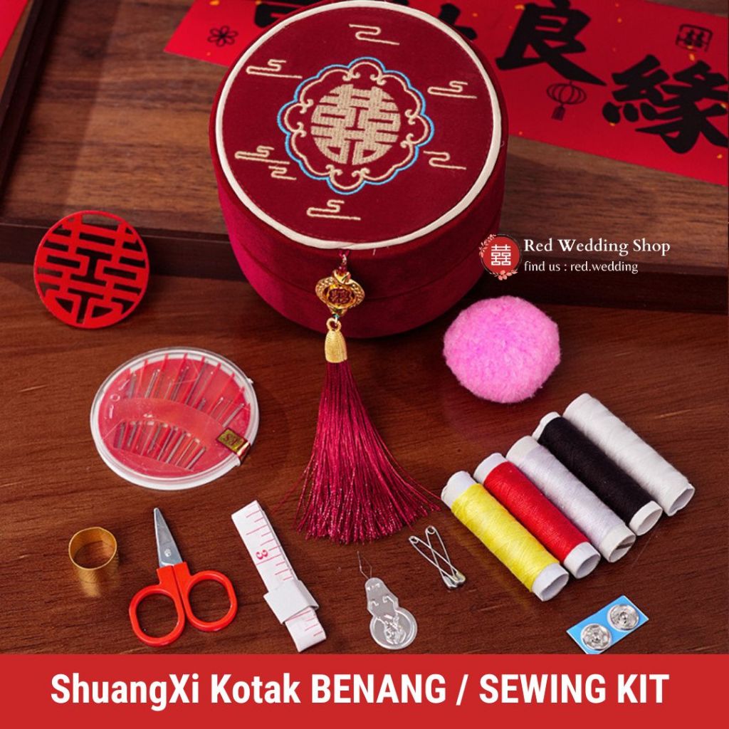 Jual KOTAK BENANG Shuang Xi Wedding Sangjit Alat Jahit Sewing Kit ...