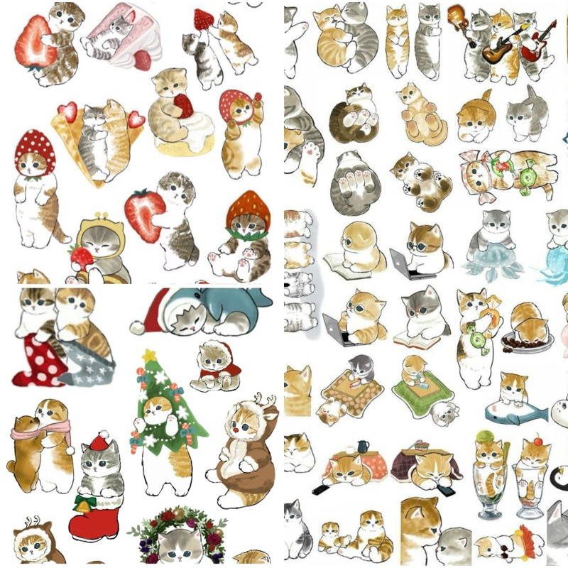Jual Sticker kucing meme, mofusand, molang waterproof 50pcs | Shopee ...