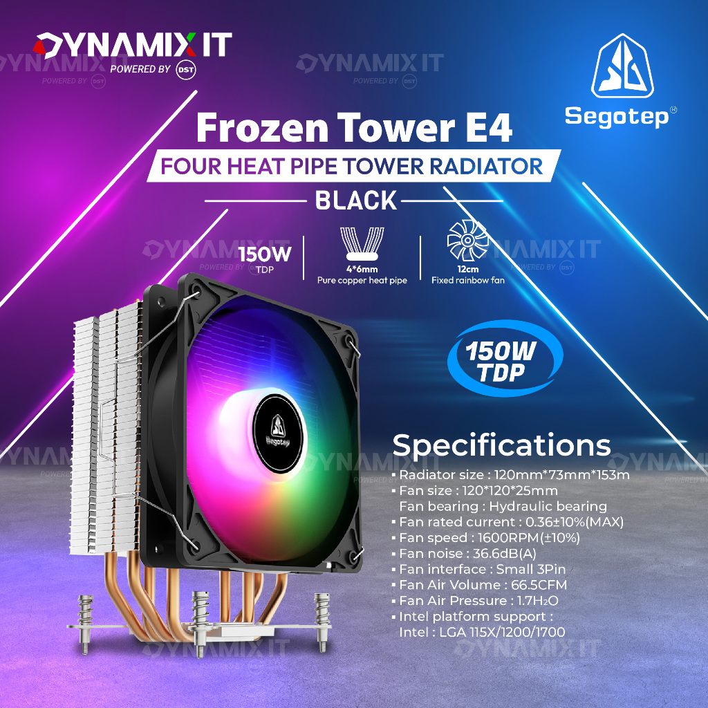 Jual Segotep Frozen Tower E4 Tower 120mm FRGB CPU Air Cooler - HSF ...