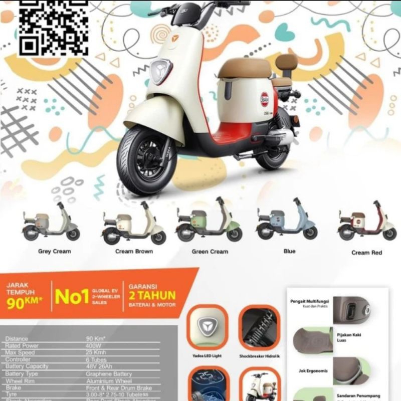 Jual Sepeda Listrik Yadea Minio 400 watt 48 Volt 26 AH | Shopee Indonesia