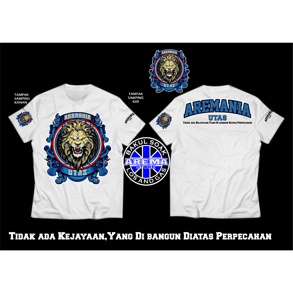 Jual baju kaos arema AREMANIA UTAS casual malang cewek cowok motif ...