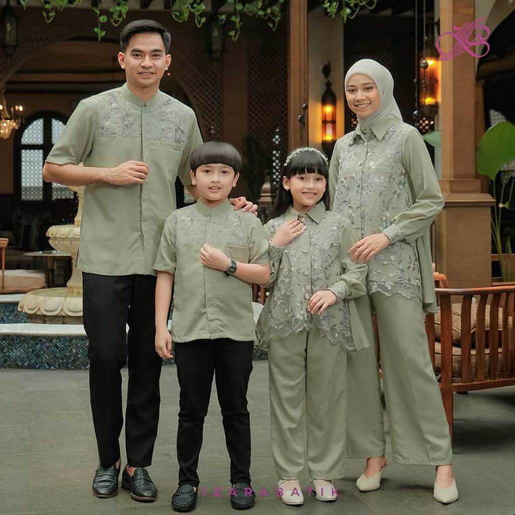 Jual IZARABATIK - Family Set Arsanti Sage Raya Collection Baju Couple ...