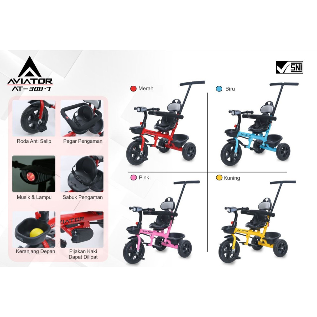 Jual SEPEDA ANAK TRICYCLE 3 IN 1 AVIATOR AT 308-7 | Shopee Indonesia