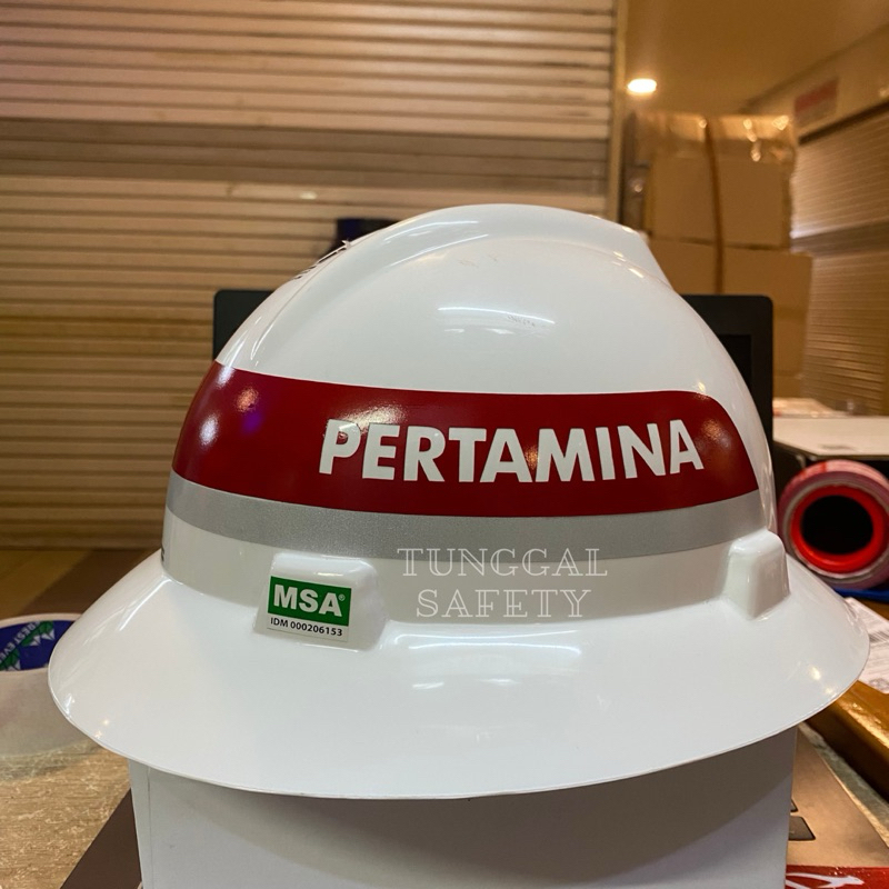 Jual Helm Safety Msa Fullbrim Pertamina Putih Fullset / Safety Helmet ...