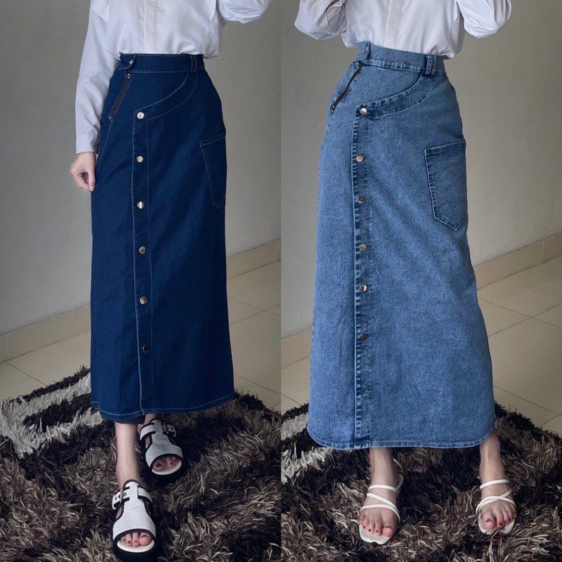 Jual MS - Rok Jennifer Full Kancing Depan Saku Samping Wanita Kekinian ...