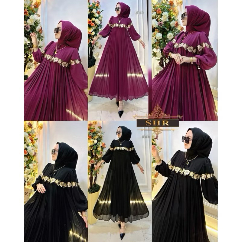 Jual Midi Dress Sabrina Ceruty Premium Set Hijab Gamis Original SHR ...