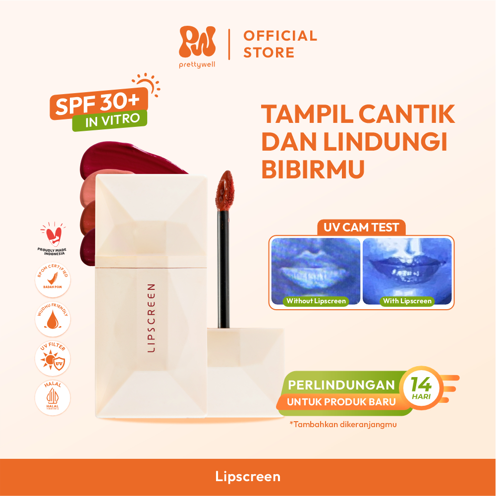 Jual Prettywell Lipscreen SPF 30+ in vitro - WUDHU FRIENDLY & Melembabkan Bibir Lip Treatment UV ...