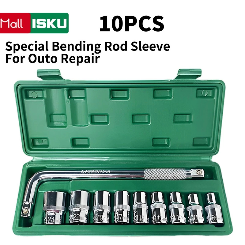 Jual ISKU Mata kunci sok set 10Pcs Termasuk 9pcs 8-24mm 1/2 inch 6PT Mata Sock Set Dan 1pcs 1/2 ...