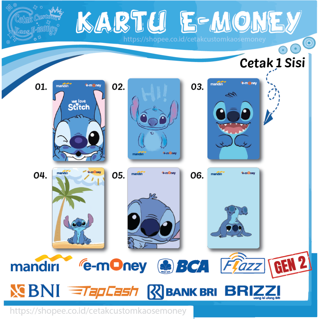 Jual KARTU E MONEY E TOLL GAMBAR KARTUN LILO & STITCH MOVE EMONEY ...
