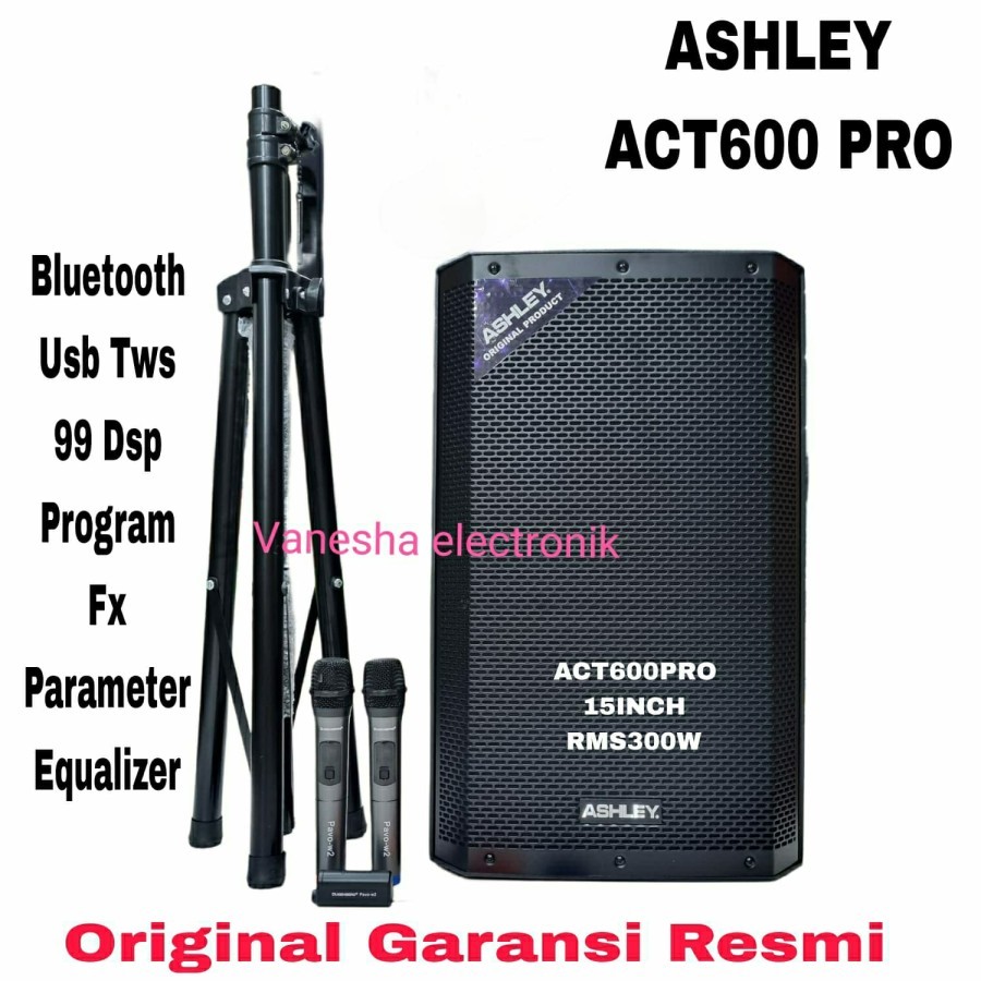 Jual Paket Komplit Speaker Aktif 15 Inch Ashley ACT600PRO/ ACT 600 PRO/ ACT600 PRO Original ...