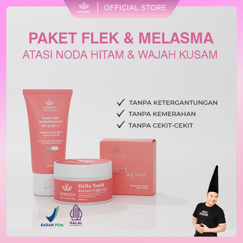 Jual HIQWEEN PAKET BUNDLING GLOWING SUNSCREEN SPF 50 PA+++ + RETINOL ...