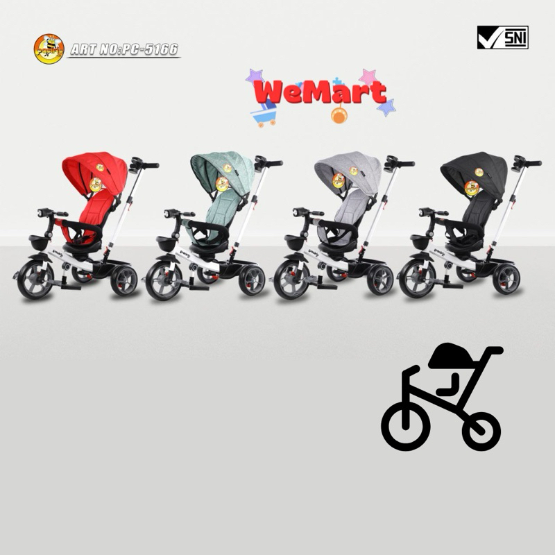 Jual PACIFIC JR TRICYCLE PC- 5166 Sepeda Stroller Anak | Shopee Indonesia