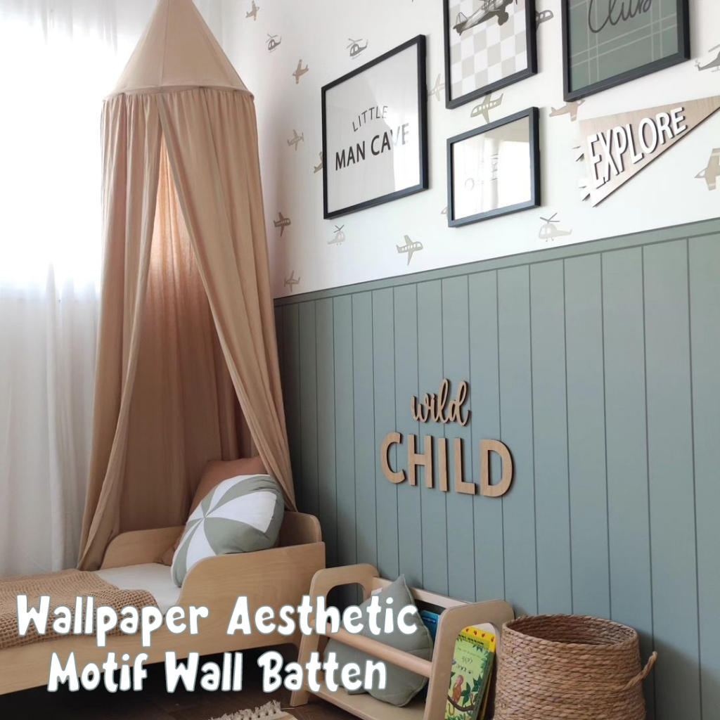 Jual Wallpaper Aesthetic Motif Wall Batten Dekorasi Kamar Rumah ...