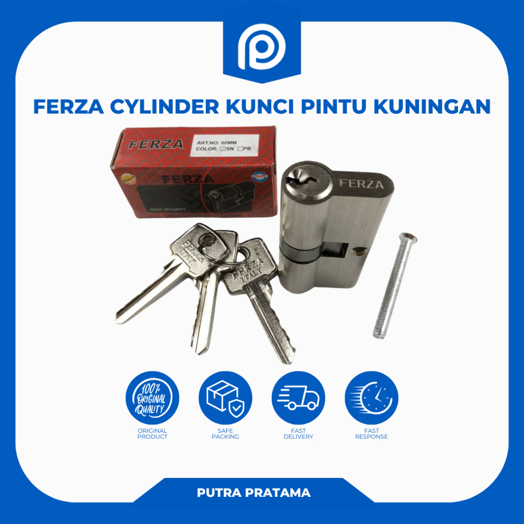 Jual FERZA CYLINDER KUNCI PINTU KUNINGAN | Ferza Kunci Pintu | Kunci ...