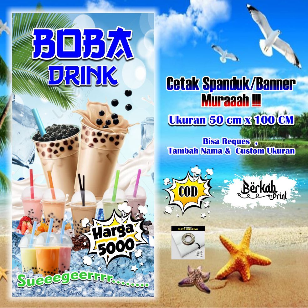 Jual Spanduk Banner Boba Drink Ukuran 50 cm x 100 cm | Shopee Indonesia
