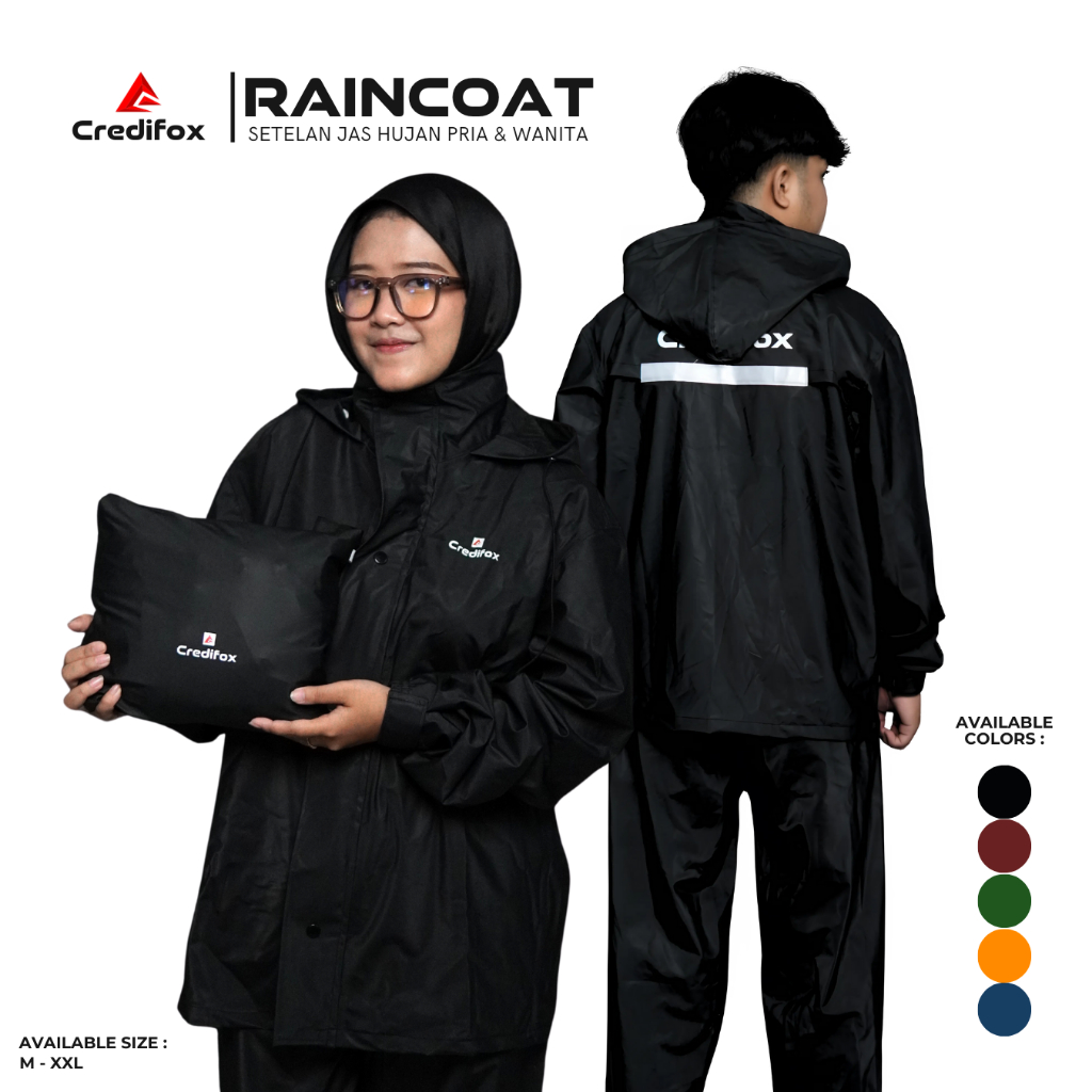 Jual CREDIFOX Jas Hujan Pria dan Wanita Setelan - Bahan PVC Premium 025 Waterproof - Mantel ...