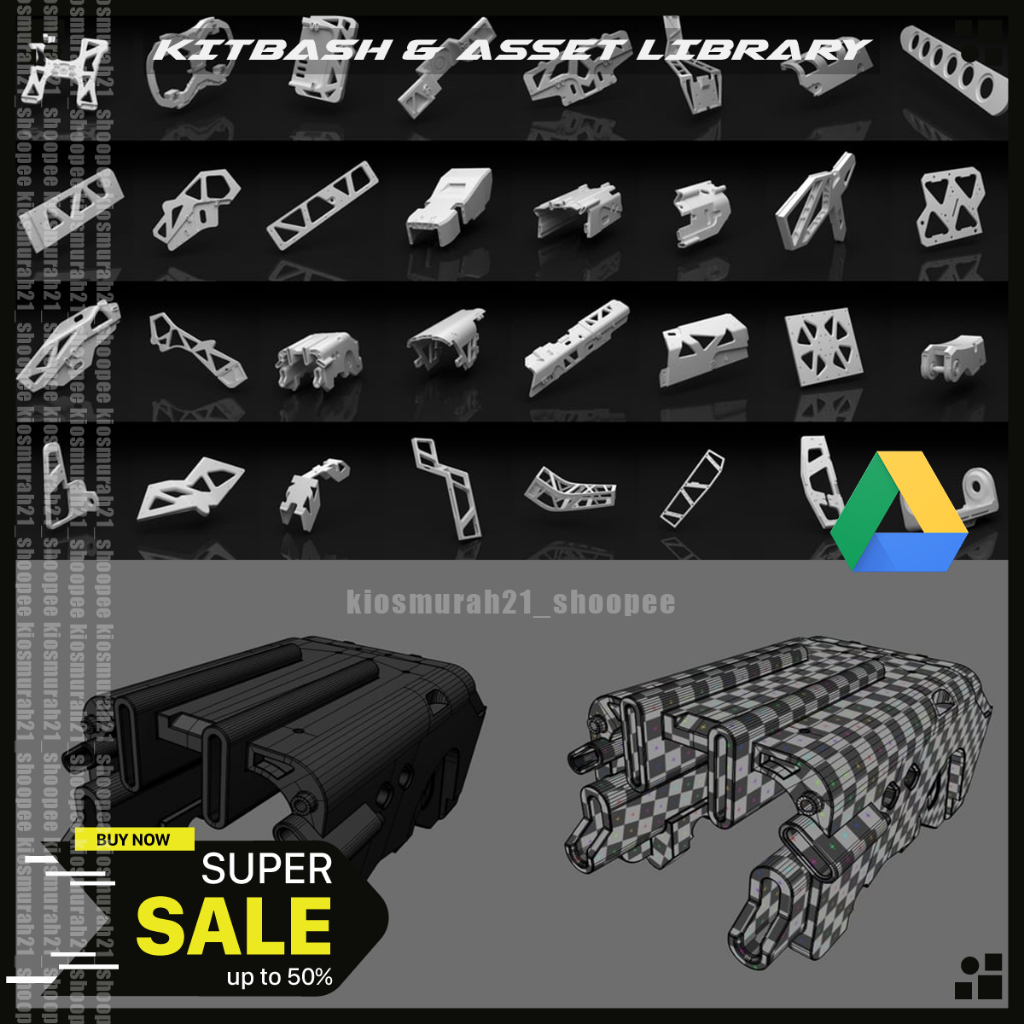 Jual Adrian Rutkowski Kitbashing Library Kitbash 3D Model Asset Library ...