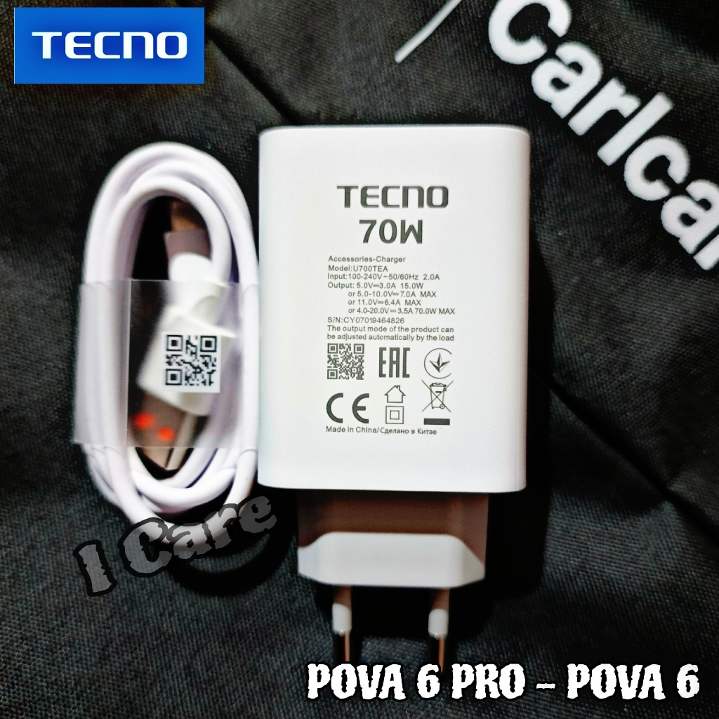 Jual Charger TECNO 70W POVA 6 Pro, POVA 6. Asli Original 100% Resmi Tecno | Shopee Indonesia