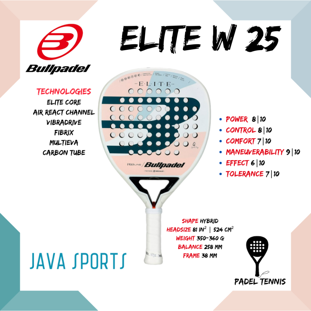 Jual Raket Padel Tenis Bullpadel ELITE WOMAN 25 Official Resmi Original ...