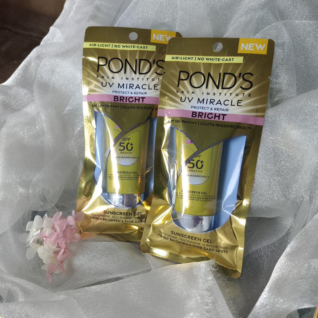 Jual PONDS UV MIRACLE SUNSCREEN GEL SPF 50 PA++++ - BRIGHT 25G | Shopee ...