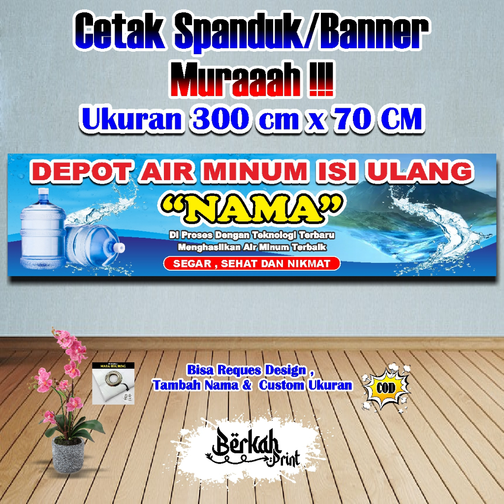 Jual Spanduk Banner Depot Air Minum Ukuran 3 meter x 70 cm | Shopee Indonesia
