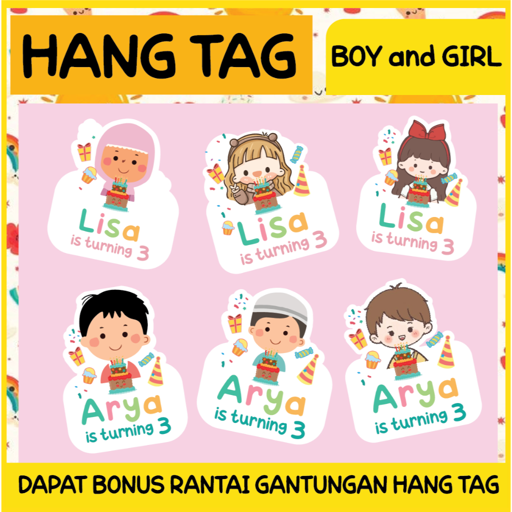 Jual HANG TAG Ulang Tahun Anak BOY and GIRL Sticker Bento Birthday Sticker Anak souvenir ...
