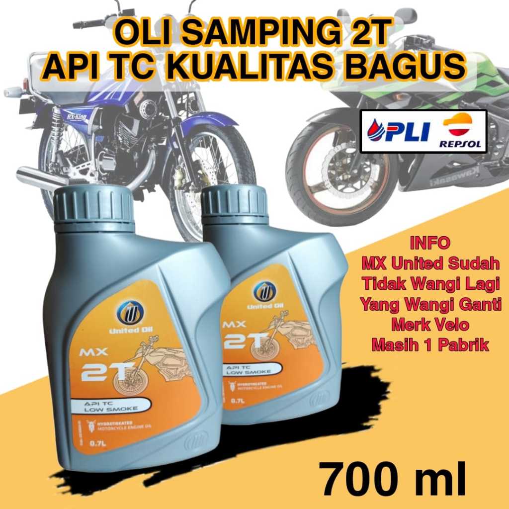 Jual Oli samping 2 tak VELO wangi permen MX united 2T 0,7L api Tc perfume Low smoke Repsol Group ...
