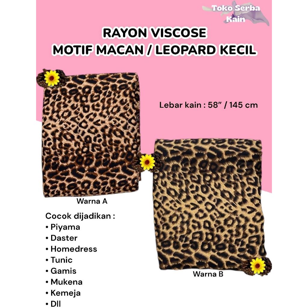 Jual Kain Rayon Viscose Motif Macan / Leopard Kecil Harga per 0,5 Meter ...
