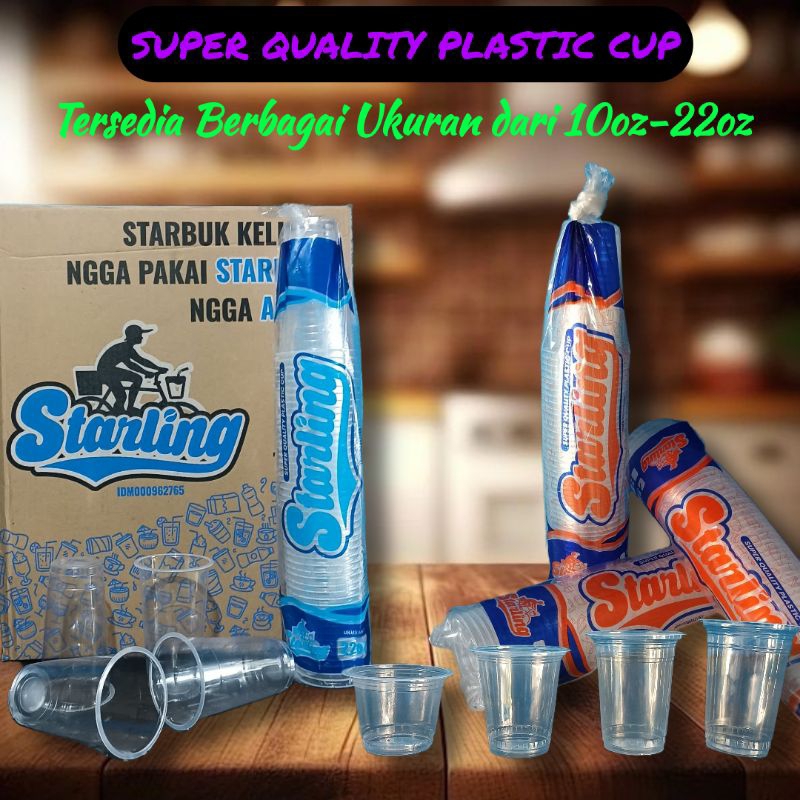 Jual GELAS CUP/GELAS PLASTIK STARLING ukuran 10oz-16oz | Shopee Indonesia