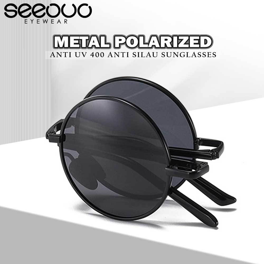 Jual Seeouo Sunglasses Kacamata Hitam Lipat Anti UV 400 Protection Polarized Model Bulat Retro ...