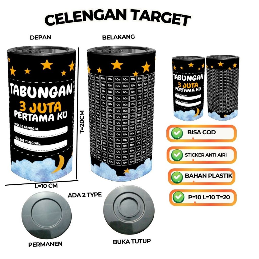 Jual Celengan Target Viral Warna Hitam Celengan Target 1 Juta 5K 5 Juta ...