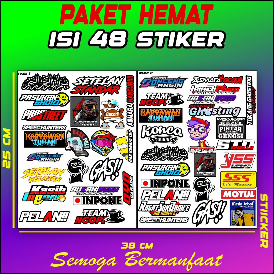 Jual Sticker setiker stiker sponsor racing Kata-kata gokil Set Pack ...