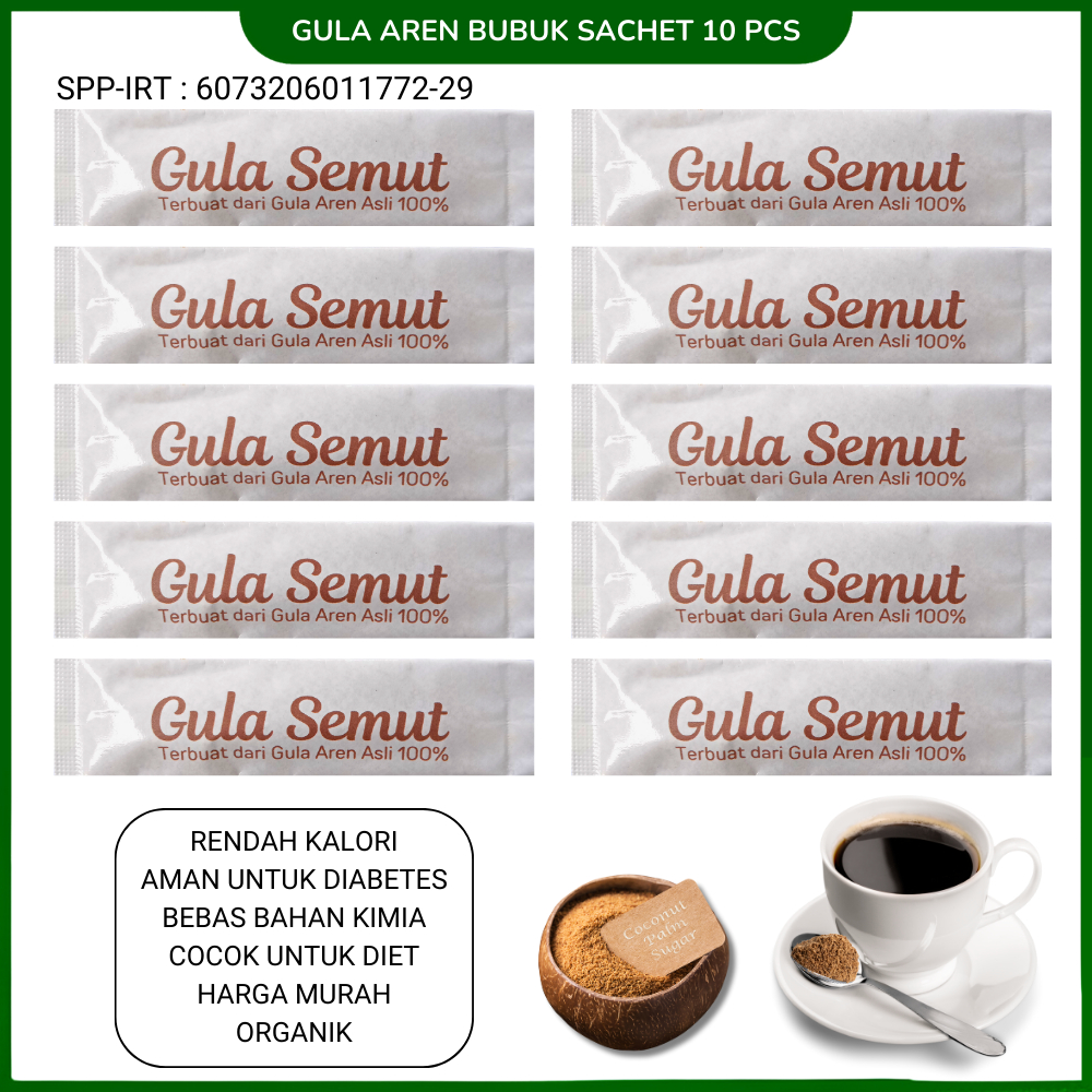 Jual Gula Aren Semut Asli Sachet Bubuk Brown Sugar 10 Sachet | Shopee ...