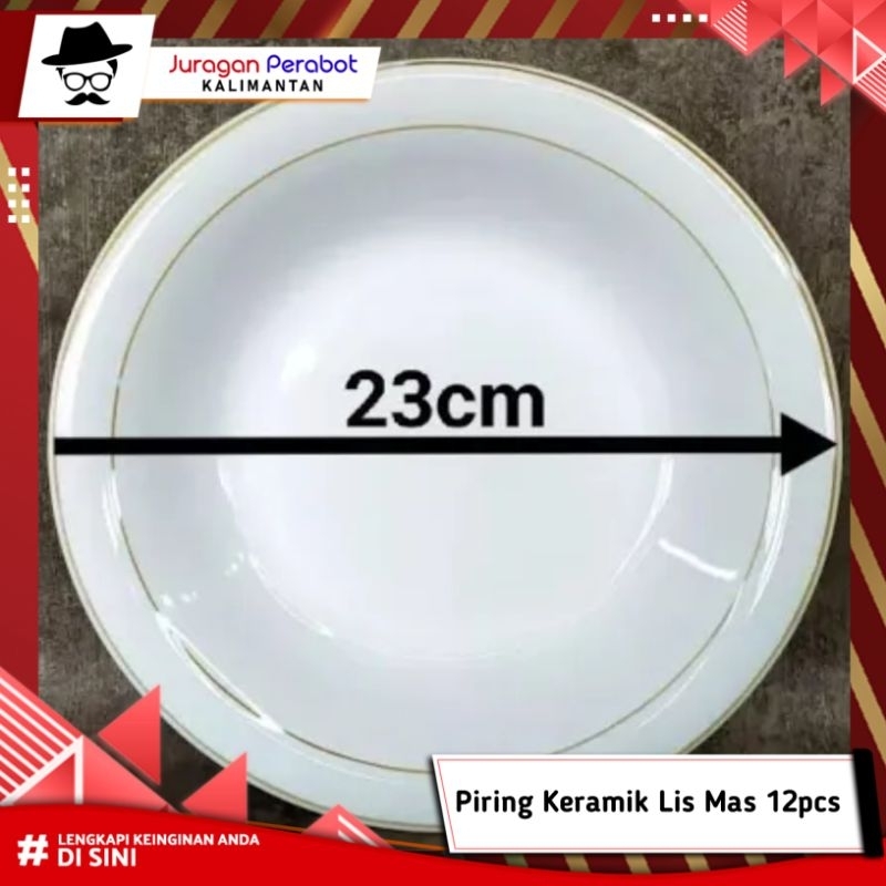Jual Piring Keramik Lis Mahkota 12pcs / Piring Keramik Lis Mas 12Pcs ...