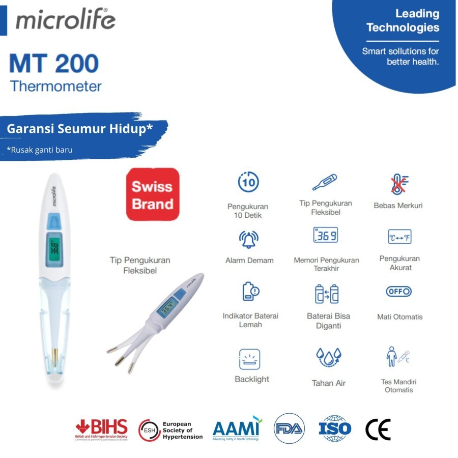 Jual Microlife Digital Thermometer Flexible Tip MT200 | Shopee Indonesia