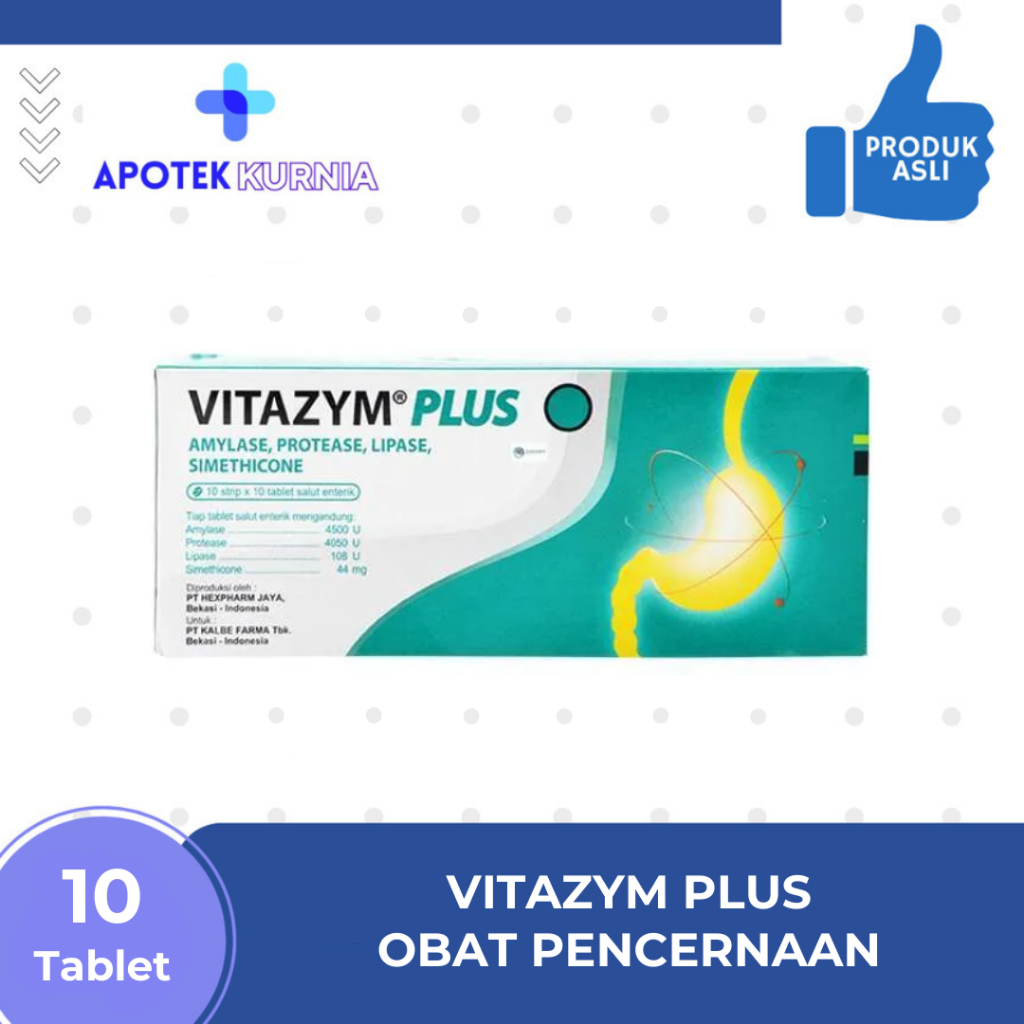 Jual VITAZYM PLUS 1 STRIP @10 TABLET - OBAT PENCERNAAN | Shopee Indonesia