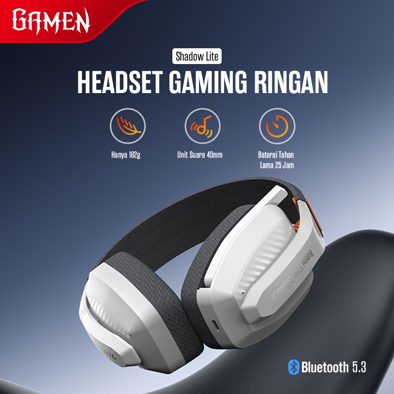 Jual GAMEN Headset Bluetooth Gaming Lightweight 182 gram Shadow Lite ...