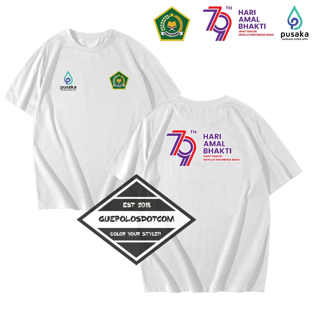 Jual TYPE A02 - KAOS T-SHIRT HARI AMAL BHAKTI KE-79th LOGO PUSAKA ...