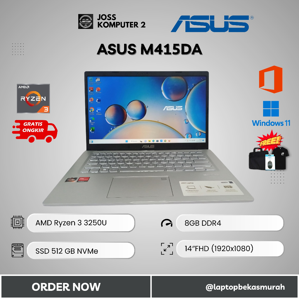 Jual ASUS Vivobook M415DA AMD Ryzen 3 3250U (Ram 8GB/Ssd 512GB) Radeon ...