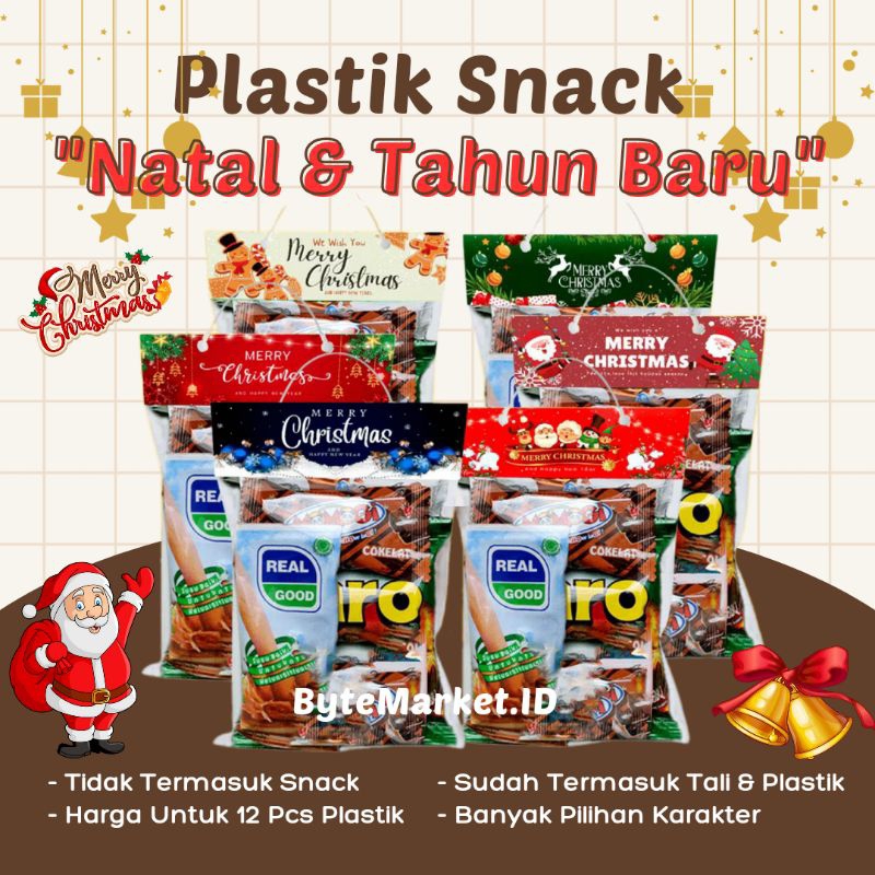 Jual 12 Pcs Plastik Snack Natal/Tas Souvenir Natal Jinjing/Label ...