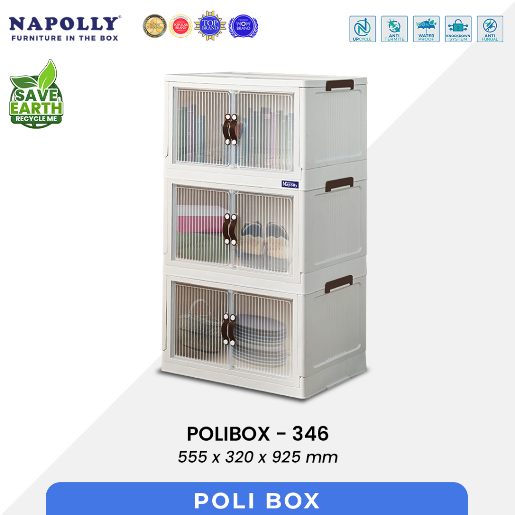 Jual Napolly Polibox 346 | Napolly Lemari/Rak 3 susun dan Lipat serbaguna | Shopee Indonesia