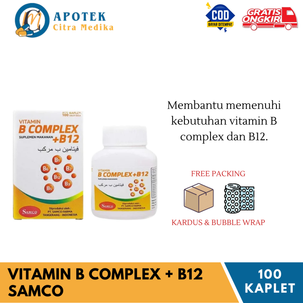 Jual Vitamin B Complex B12 𝐒𝐀𝐌𝐂𝐎 𝐈𝐒𝐈 𝟏𝟎𝟎 𝐊𝐀𝐏𝐋𝐄𝐓 Membantu Menjaga 2121