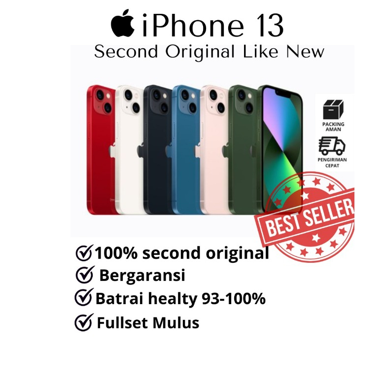 Jual APPLE IPHONE 13 64GB 128GB SECOND BEKAS ORIGINAL 100% MULUS NORMAL ...