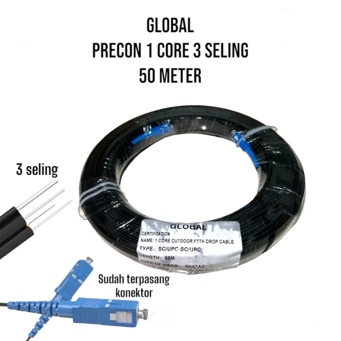 Jual KABEL FO PRECON GLOBAL 1 CORE 3 SELING 50M SC UPC - PANJANG 50 METER | Shopee Indonesia