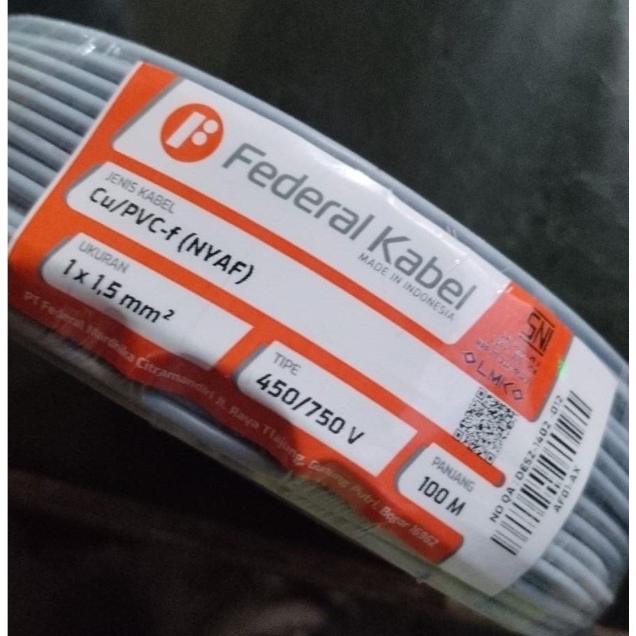 Jual Kabel NYAF Kabel Serabut 1.5mm 1.5mm Federal 100 meter | Shopee Indonesia