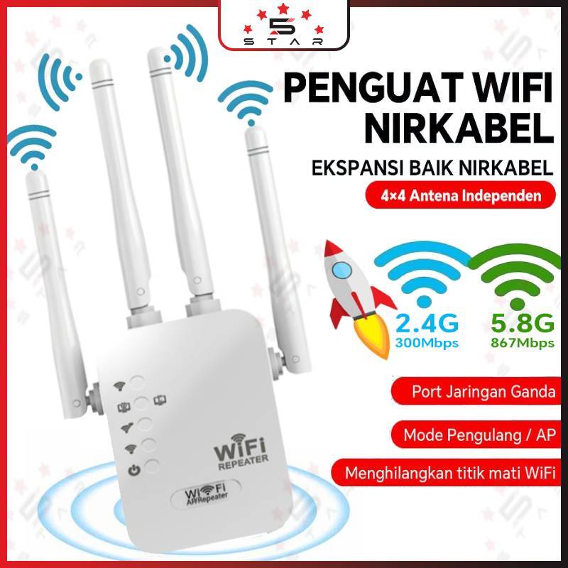 Jual Penguat Sinyal WIFI 300M WIFI Repeater Wireless Wifi Range Extender Router Repeater Dual ...
