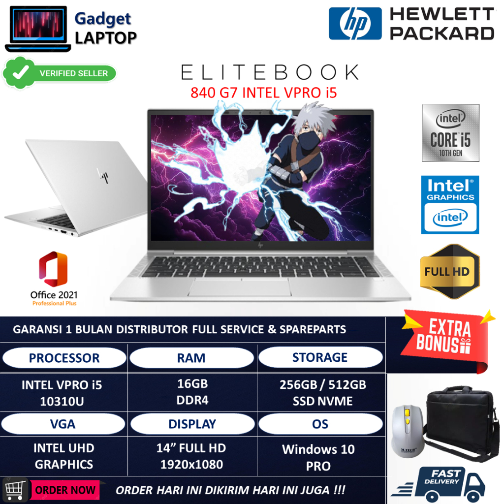 Jual Laptop Murah HP Elitebook 840 G7 Intel Vpro i5 10310U 16GB 512GB ...
